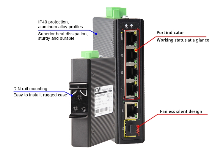 Full Gigabit 6-port industrial PoE Fiber switch-Industrial PoE Switch