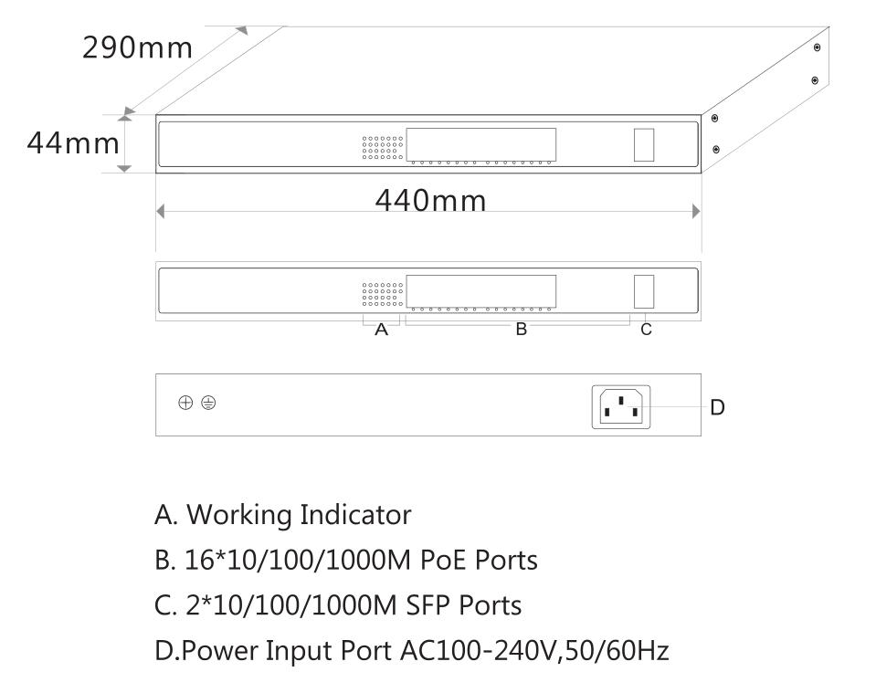 Full gigabit 18-port PoE switch-PoE Switch