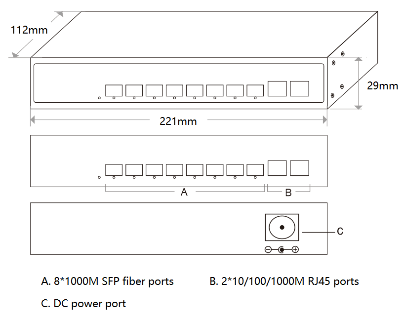 Full gigabit 10-port Ethernet fiber switch-Security Ethernet Switch