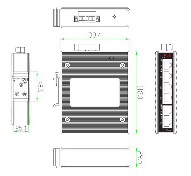 Full gigabit 6-port industrial PoE switch-Industrial PoE Switch
