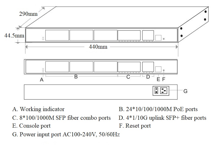 10G uplink 36-port L2+ managed PoE switch-PoE Switch